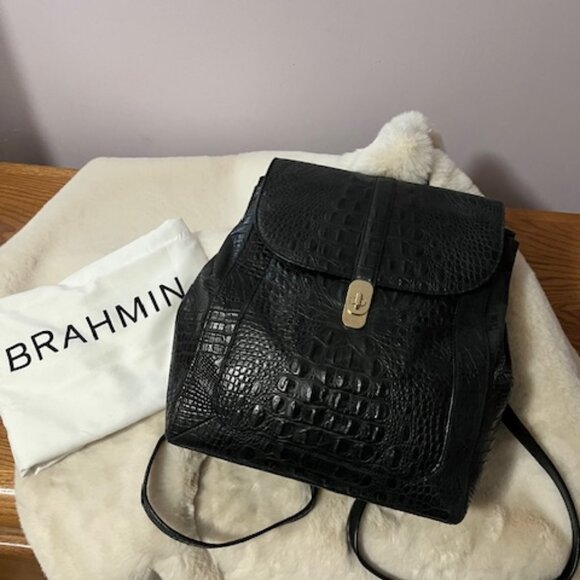 Brahmin | Bags | Brahmin Black Backpack Purse | Poshmark